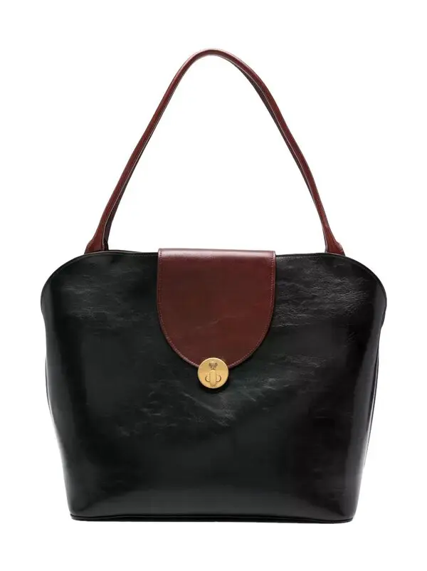 Versace Large Leather Shoulder Bag - Black