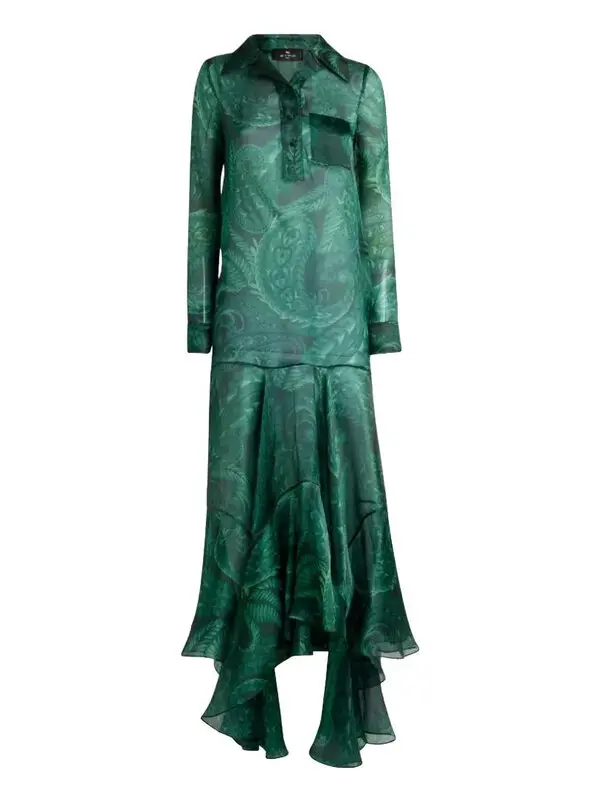 Etro Paisley Ruffled Dress - Green