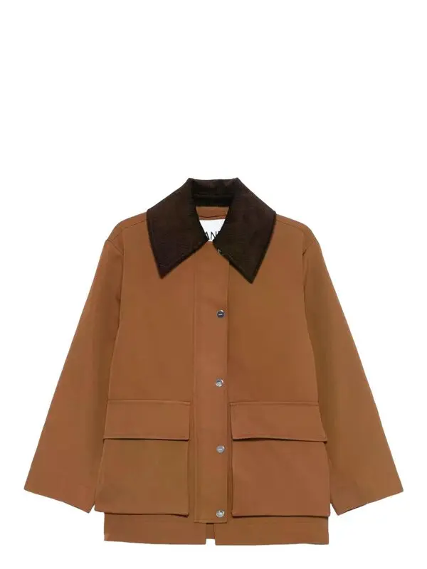 GANNI Corduroy-collar Pocket Jacket - Brown