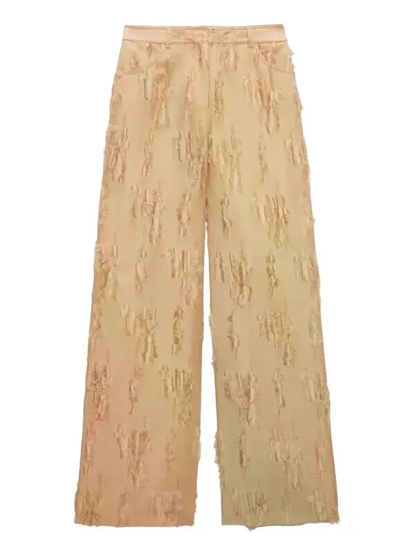 MSGM Distressed Wide Leg Trousers - Neutrals