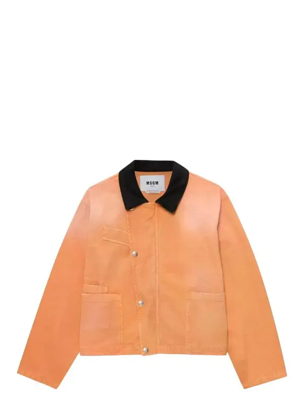MSGM Collared Denim Jacket - Orange