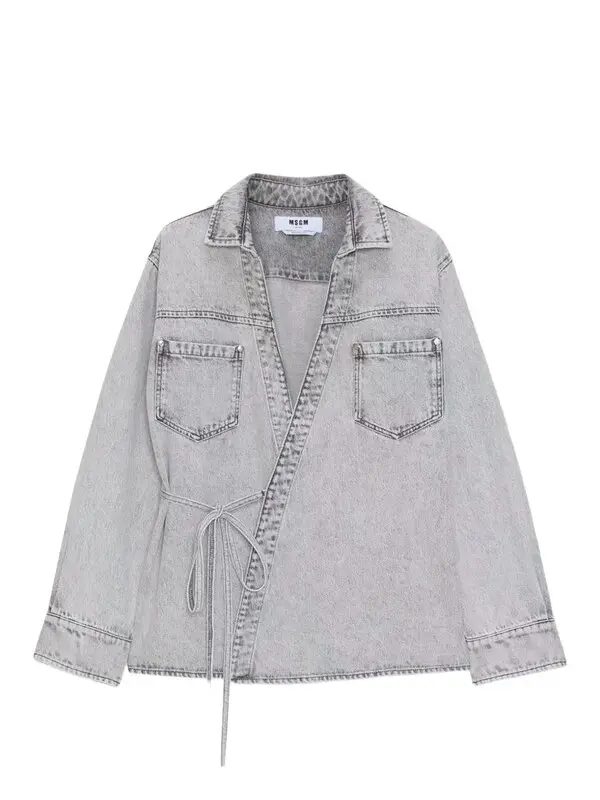 MSGM Patch Pocket Tie Shirt - Grey