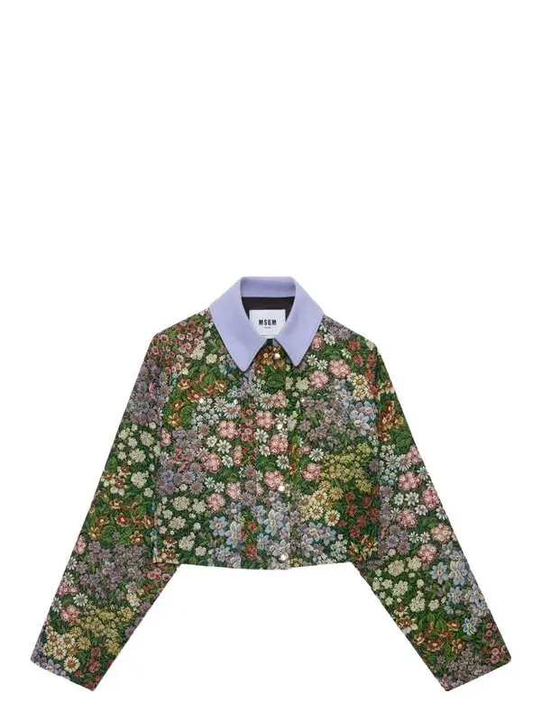 MSGM Floral Collared Jacket - Green