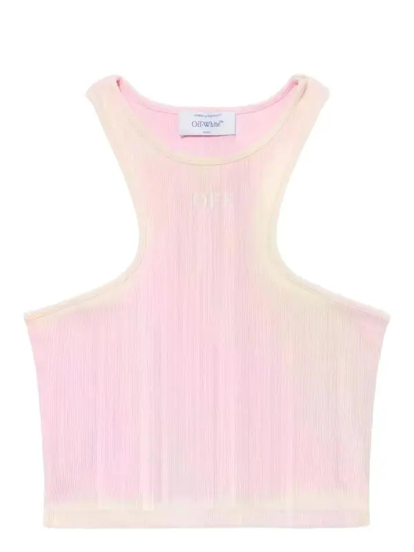 Off-White Ribbed Knit Top - Pink