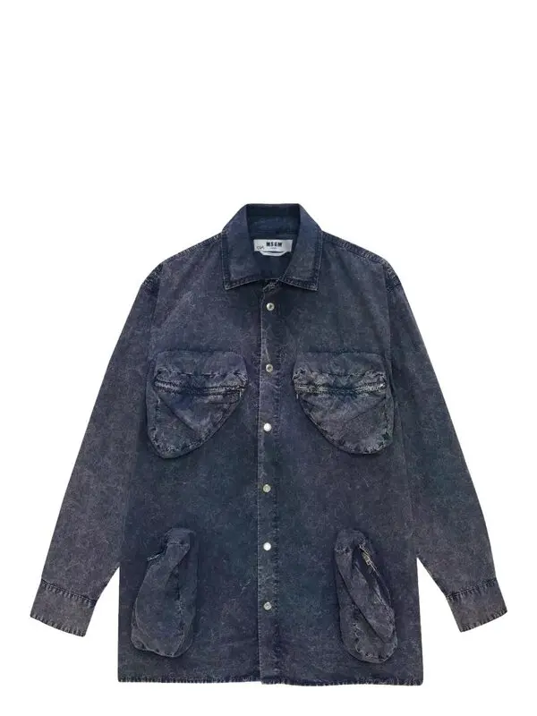 MSGM Zippered Pocket Shirt - Blue