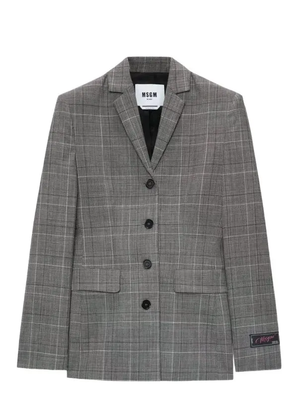 MSGM Checked Blazer - Grey