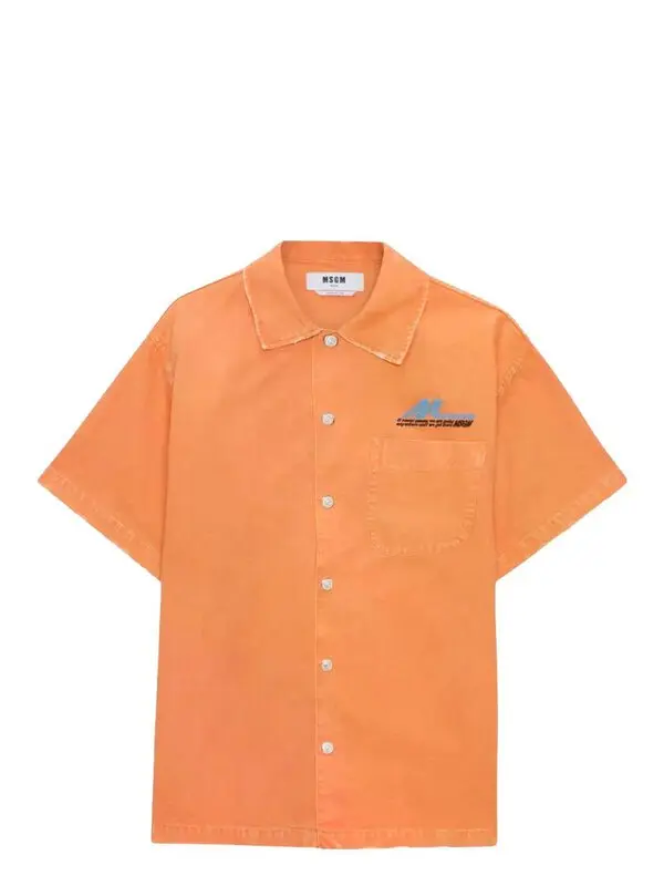 MSGM Button Frayed Shirt - Orange