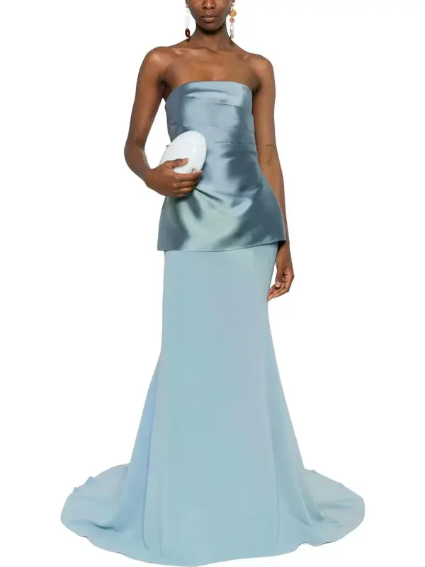 Solace London Alia Strapless Maxi Dress - Blue