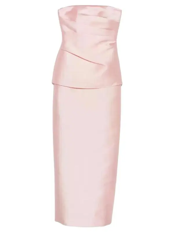 Solace London Lucille Draped Strapless Maxi Dress - Pink
