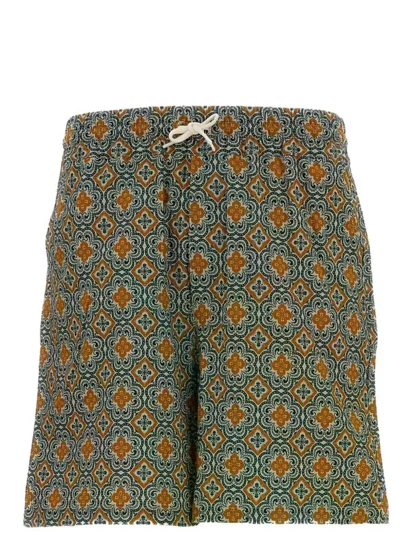 LES DEUX Patterned Drawstring Shorts - Green