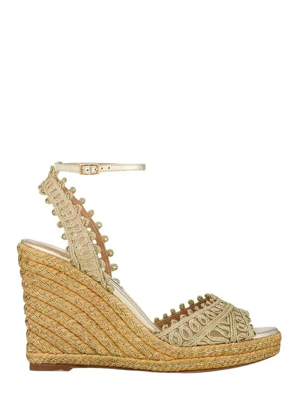 AQUAZZURA Rope Trim Wedge Sandals - Gold