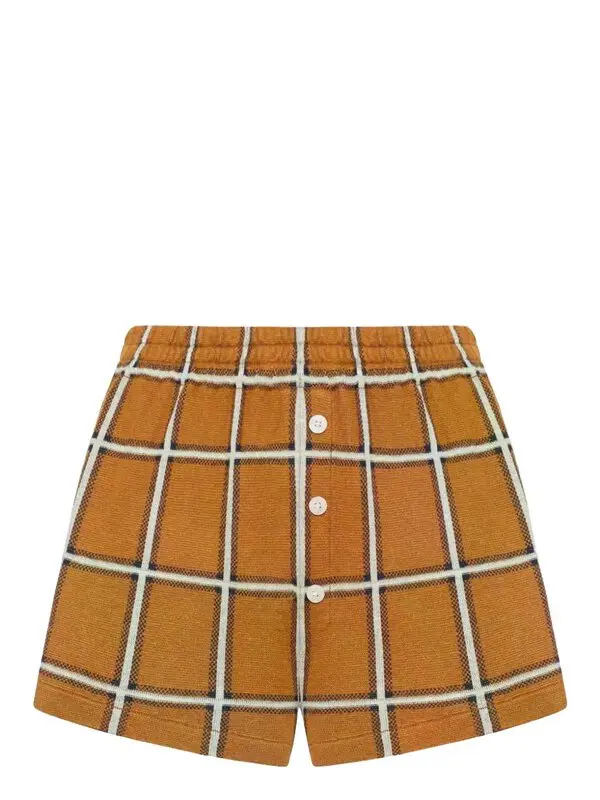 Guest In Residence Plaid Button Shorts - Brown