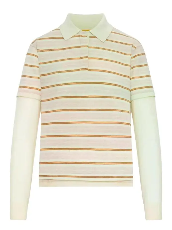 Guest In Residence Striped Collared Polo Top - Neutrals