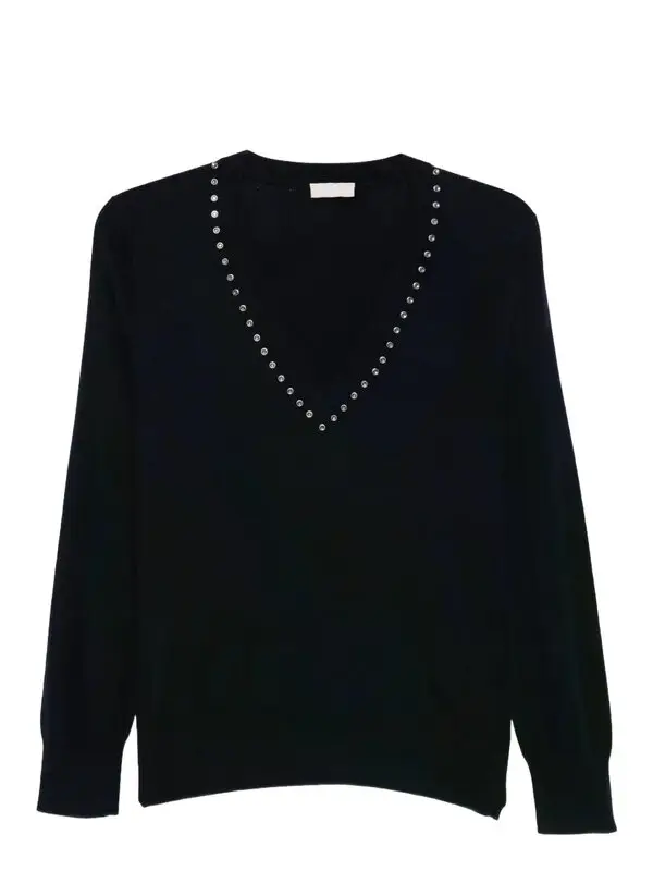 Liu Jo V-neck Studded Sweater - Blue