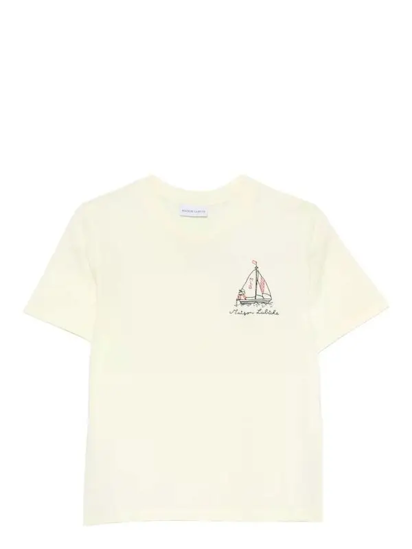 Maison Labiche Sailboat Embroidery T-shirt - Neutrals