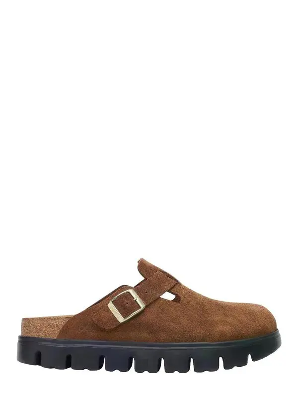 BIRKENSTOCK Boston Chunky Suede Leather Slippers - Brown