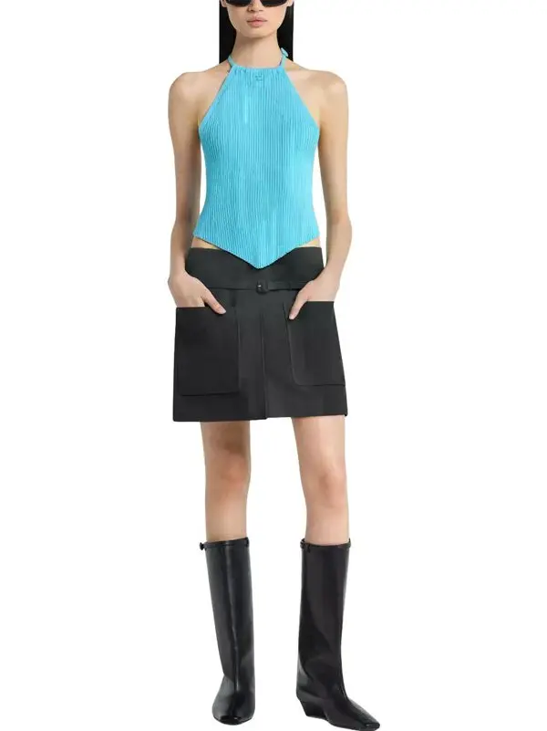 COURREGES Halterneck Ribbed Tank Top - Blue