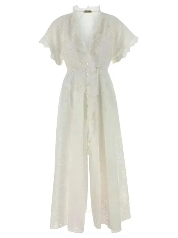 Alberta Ferretti Broderie-anglaise Cotton Dress - White