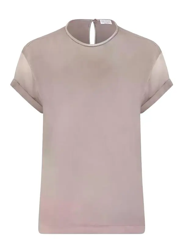 Brunello Cucinelli Cuffed-sleeve Top - Neutrals