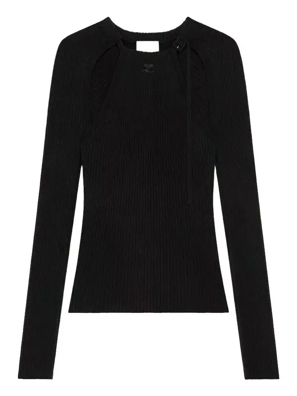 COURREGES Long-sleeve Cut-out T-shirt - Black