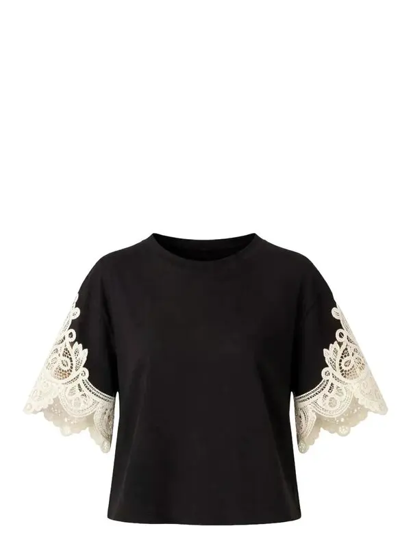 TWINSET Lace-detail T-shirt - Black
