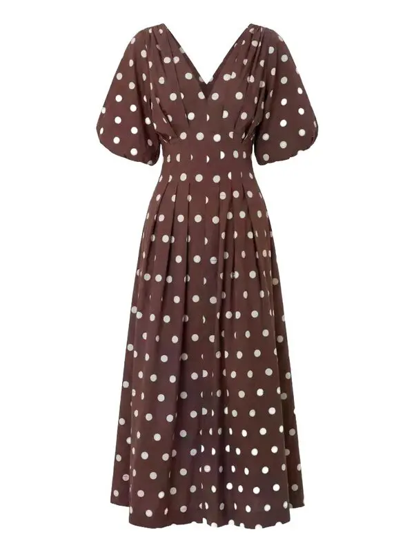 NICHOLAS Vicky Polka-dot Maxi Dress - Brown
