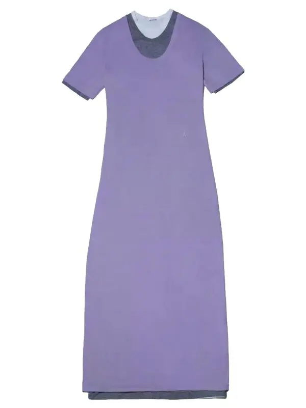 JIL SANDER Short-sleeved Layered Maxi Dress - Purple