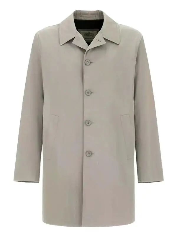 Herno Button Coat With Welt Pockets - Grey