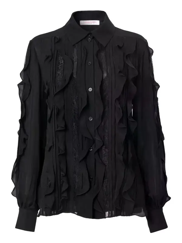 Carolina Herrera Ruffled Georgette Blouse - Black