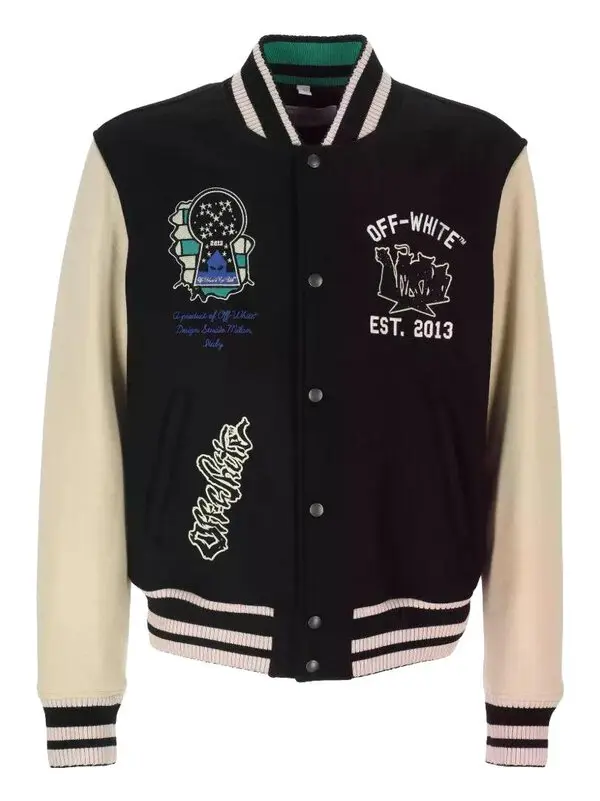 Off-White Embroidered Varsity Jacket - Black