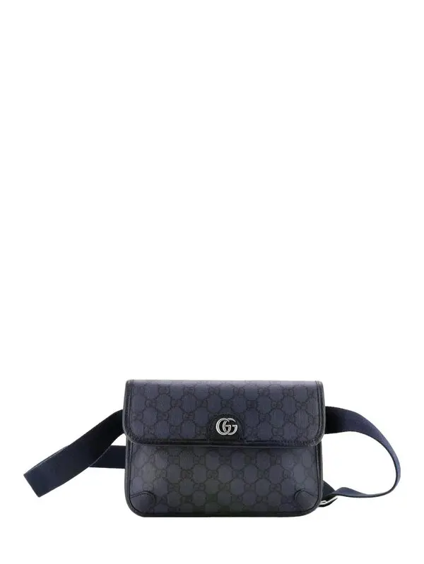 Gucci Gg Coated Canvas With Leather Belt Bag - Blue
