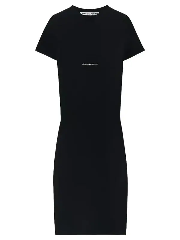 Alexander Wang Logo-detail Short-sleeve Mini Dress - Black