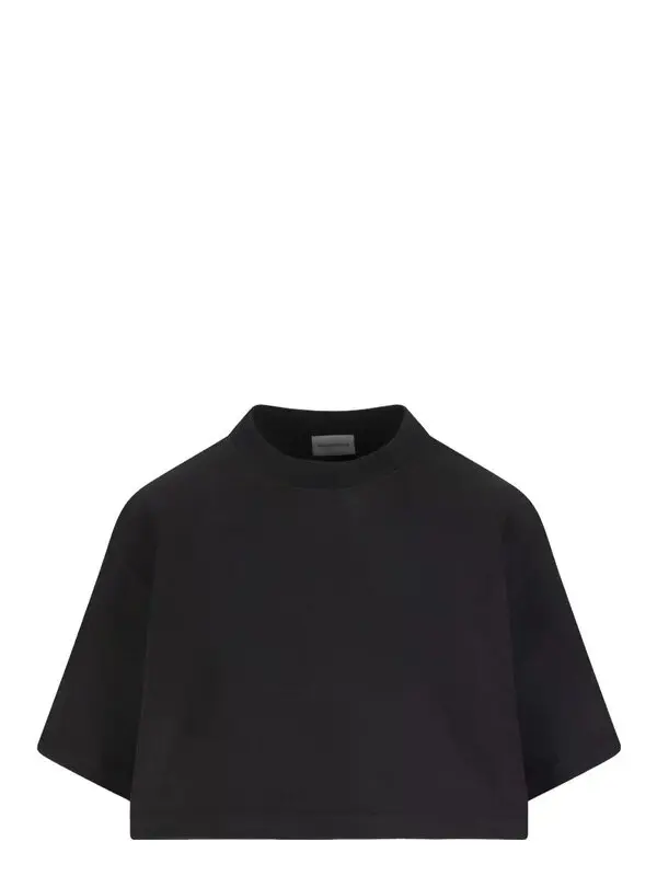 Balenciaga Embroidered Cropped T-shirt - Black