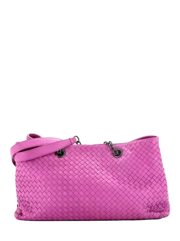 Bottega Veneta Double Chain Tote Intrecciato Nappa Large Shoulder Bag - Purple