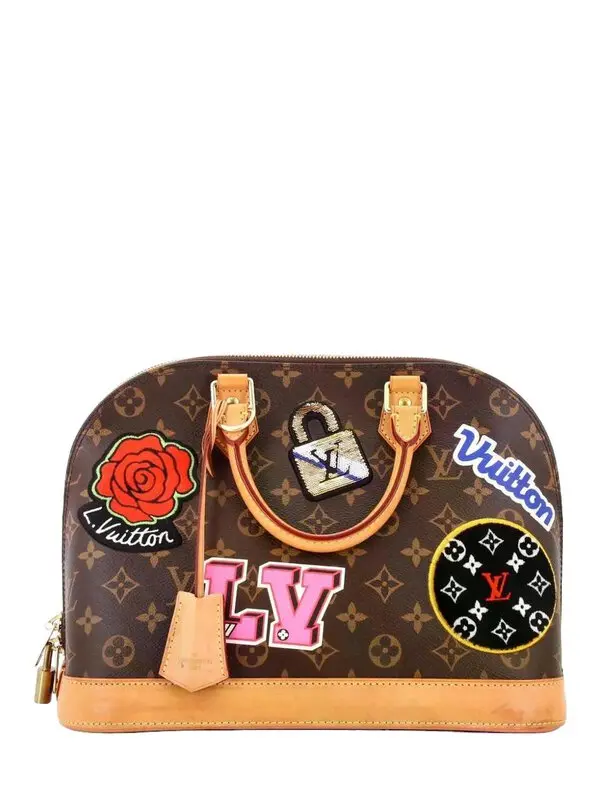 LOUIS VUITTON Alma Handbag Limited Edition Patches Monogram Canvas Pm Satchel - Brown