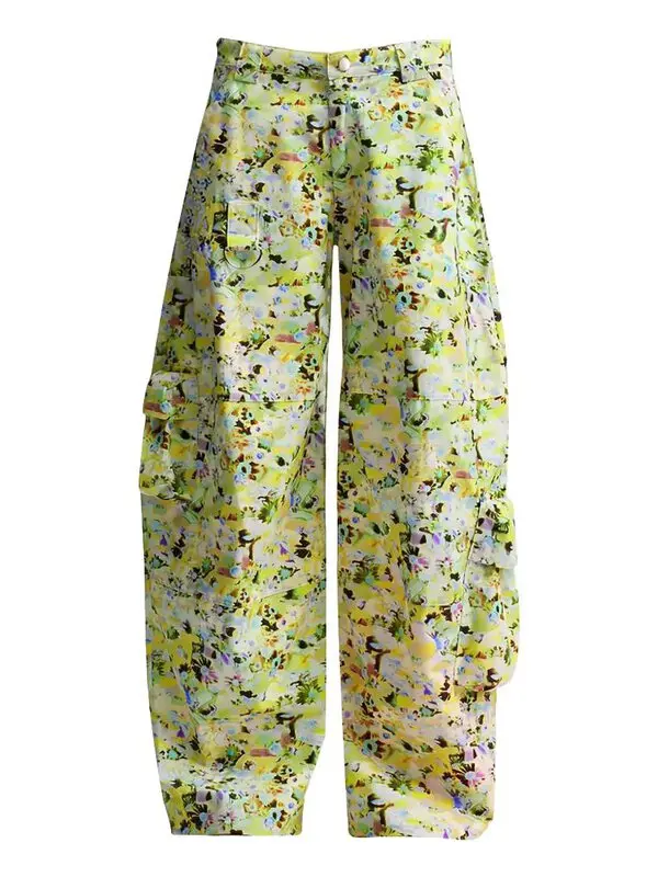 Collina Strada Floral-print Cargo Jeans - Yellow