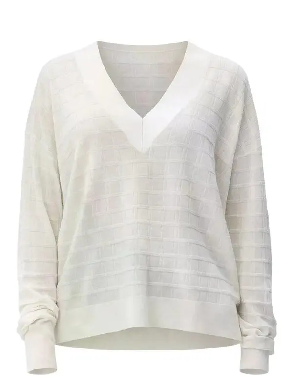 BOSS V-neck Textured Sweater - White