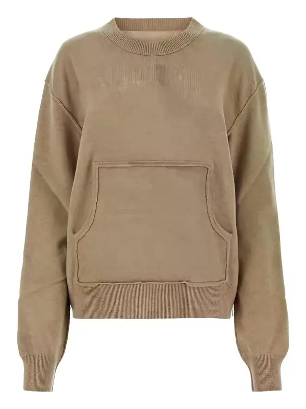 MAISON MARGIELA Crew-neck Sweater With Pouch Pocket - Neutrals