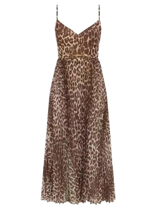 Zimmermann Sunray Pleated Midi Dress - Brown