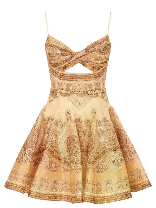 Zimmermann Cut-out Paisley Mini Dress - Neutrals