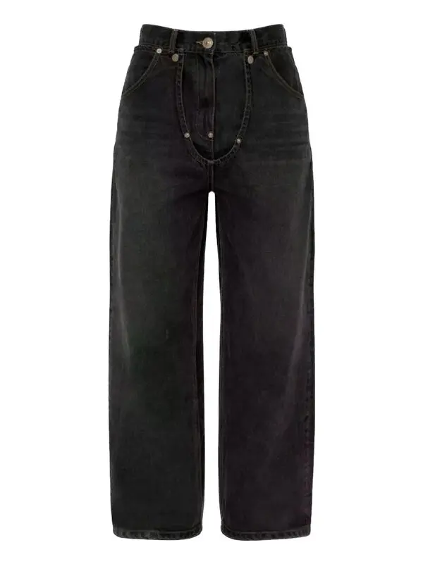 PUSHBUTTON Embellished Denim Jeans - Black