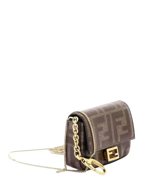 Fendi Chain Baguette Charm Bag - Brown