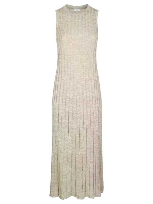 Brunello Cucinelli Ribbed Knit Dress - Neutrals
