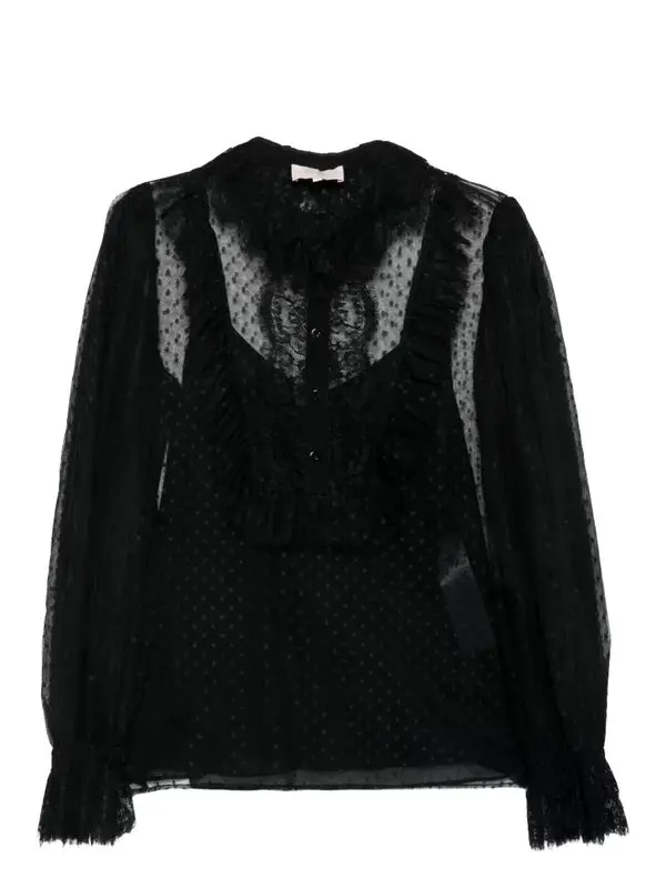 Luisa Spagnoli Lace Ruffled Blouse - Black