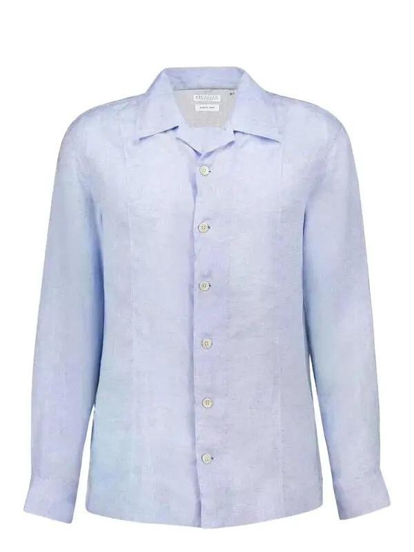 Brunello Cucinelli Buttoned Linen Shirt - Blue