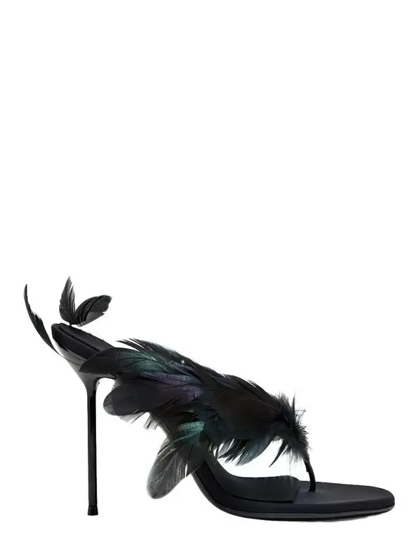 Paris Texas Lidia Feather Sandals - Black