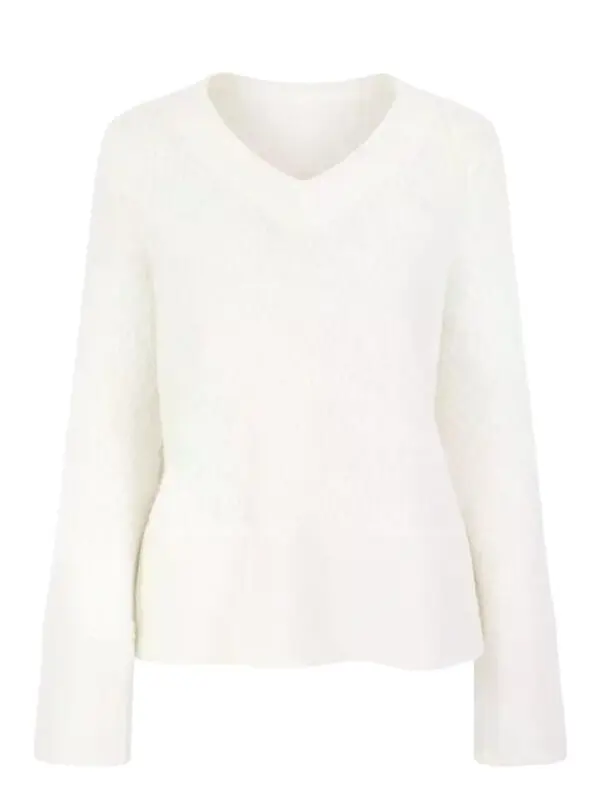 Closed Long-sleeve V-neck Knitwear - White