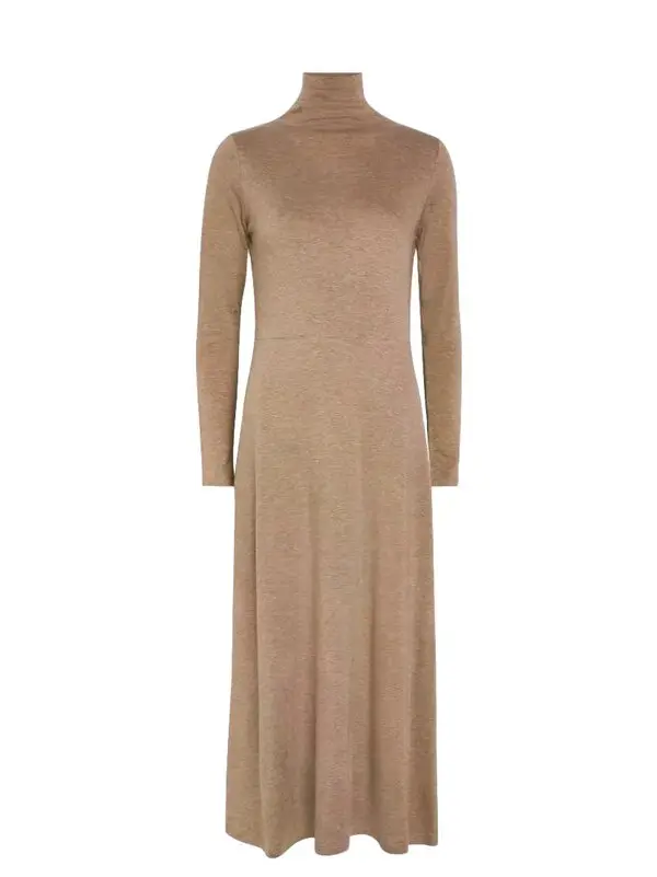 Vince Long-sleeve Halterneck Dress - Neutrals