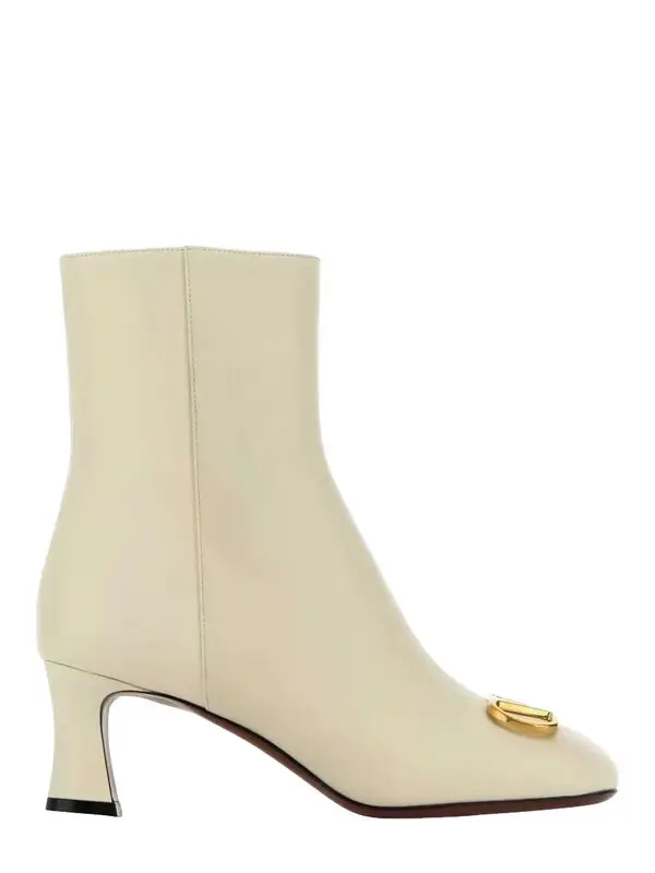 Valentino Garavani Vlogo Signature 55 Leather Heeled Ankle Boots - Neutrals