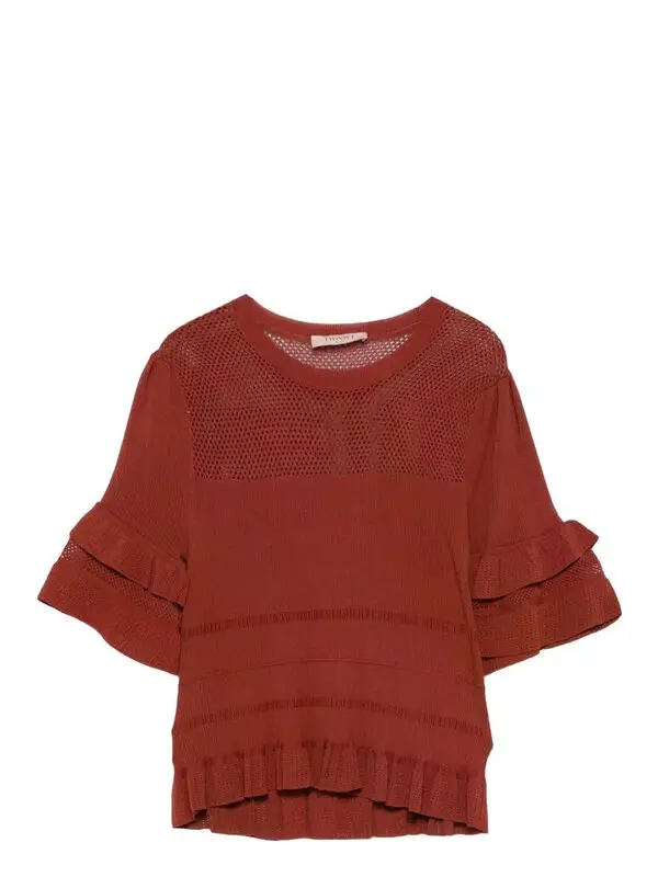 TWINSET Ruffled Knitted Top - Brown
